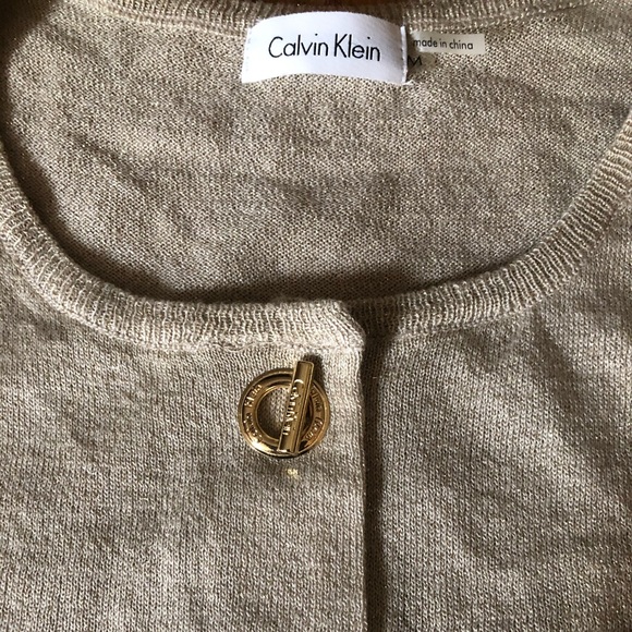 Calvin Klein | Sweaters | Calvin Klein Gold Sparkle Short Cardigan ...